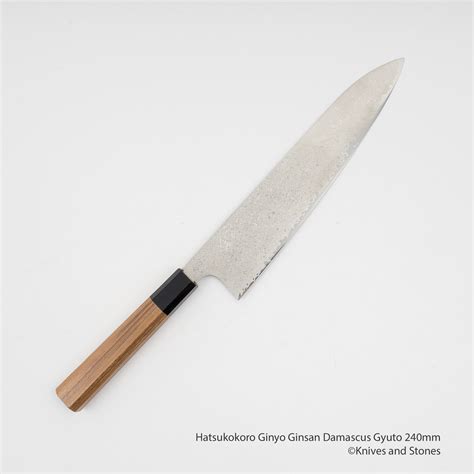 Hatsukokoro Ginyo Ginsan Damascus Gyuto 240mm Knives And Stones