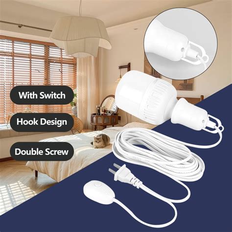 2 5m 4 5m 10m E27 Lamp Holder With Switch Hook Extension Led Light Bulb With Socket Shopee