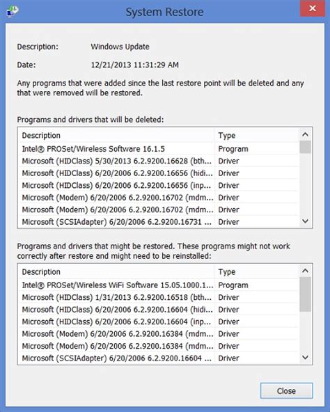 Windows Apply Restore Point