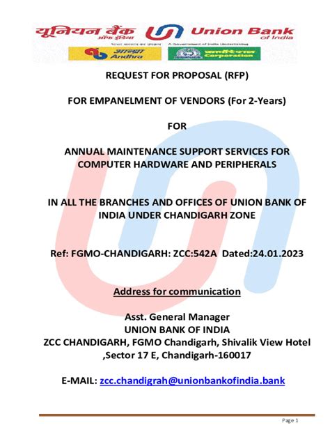 Fillable Online Request For Proposal RFP For Empanelment Of Vendors
