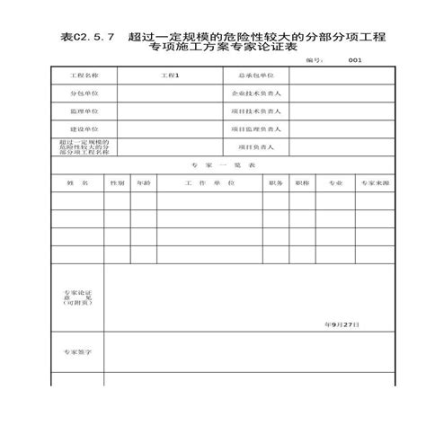 超过一定规模的危险性较大的分部分项工程专项施工方案专家论证表 xls 工程项目管理资料 土木在线