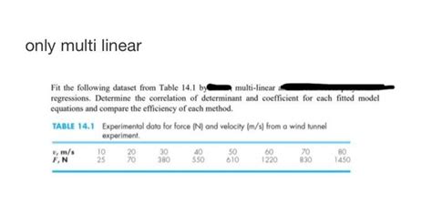 Solved Only Multi Linear Fit The Following Dataset From