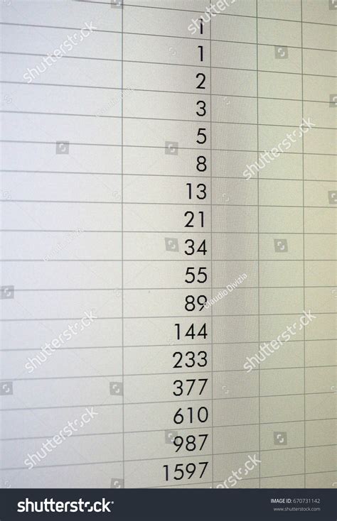Spreadsheet Fibonacci Sequence On Computer Screen Stock Photo Shutterstock