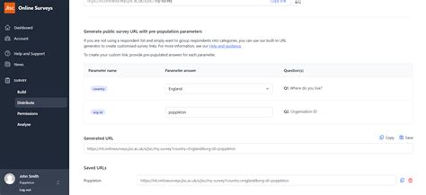 Using Pre Population Parameters Online Surveys