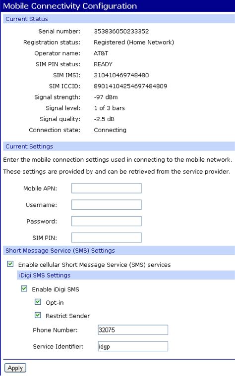configure network settings — digi