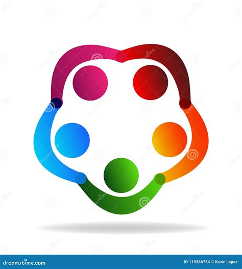 Logo Teamwork People Holding Hands In A Circle Vector Icon Stock Vector Illustration Of