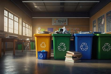 Classroom With A Recycling Bin Premium Ai Generated Image