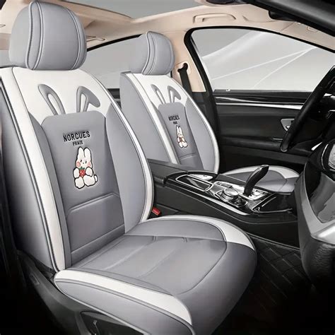 만화 토끼 차 시트 커버 사계절 공용 풀 커버 시트 커버 내구성과 방수 쉽게 세탁할 수 있는 Pu 가죽 차 Temu