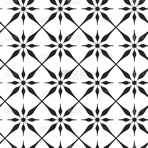 无缝矢量重复几何图案。黑白几何背景为织物，封面，纺织品，设计，横幅。10 Eps设计。素材 花瓣网