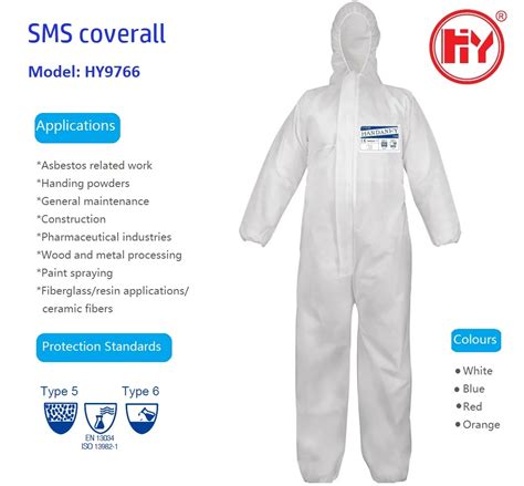 Ppe Type 5 6 Industrial Protective Suits Disposable Sms Coverall Buy