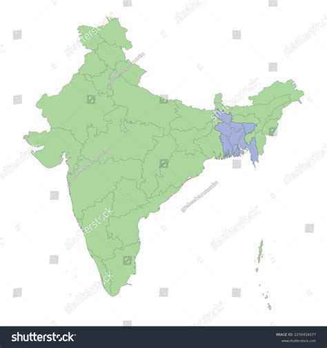 High Quality Political Map India Bangladesh Stock Vector Royalty Free
