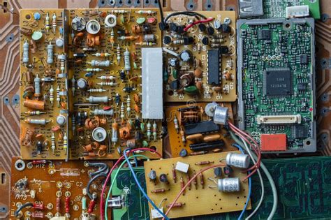 Many Old Printed Circuit Board With Radio Components On Background Vintage Circuit Boards With