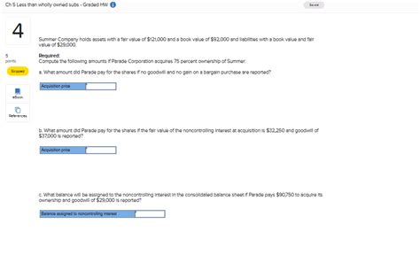 Solved Ch Less Than Wholly Owned Subs Graded HW I Chegg Com
