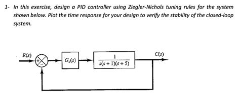solved 1 in this exercise design a pid controller using ziegler
