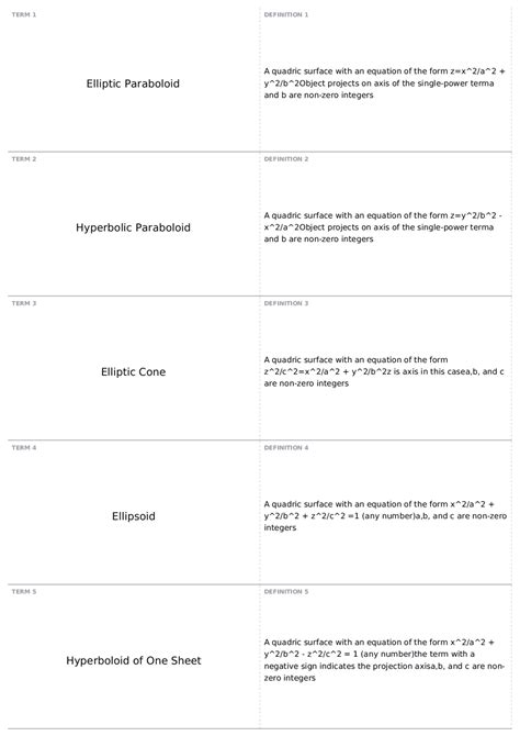 Quadric Surfaces Math 2224 Multivariable Calculus Docsity