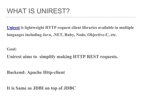 Unirest Java Tutorial Java Client Pptx Web Development