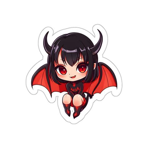 Cute Chibi Demon Sticker Kawaii Gothic Devil Character Decal Etsy