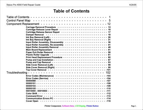 Product Details Epson Stylus Pro Field Repair Guide Epson Service Manuals Learn