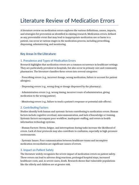 Literature Review Medication Errors Pdf Medical Error Patient Safety