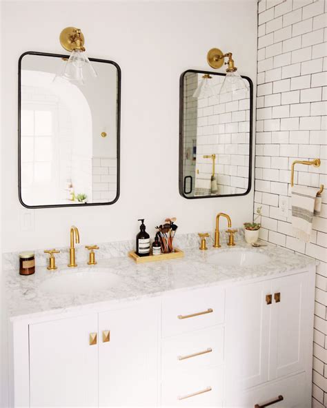 White Bathroom Vanity With Brass Knobs At Justin Poole Blog