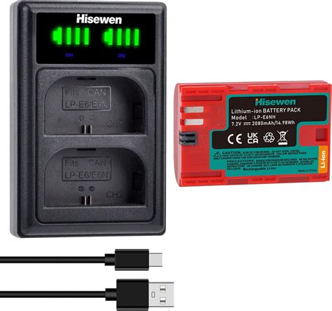Hisewen Lp E6nh High Capacity Battery 1 Pack And Led Dual Charger For