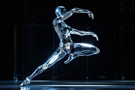premium photo futuristic humanoid robot in dynamic motion showcasing