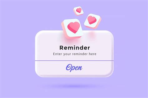 Premium Vector Reminder 3d Illustration Notifications Page With