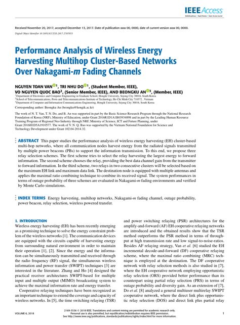 Pdf Performance Analysis Of Wireless Energy Harvesting Multihop Cluster Based Networks Over