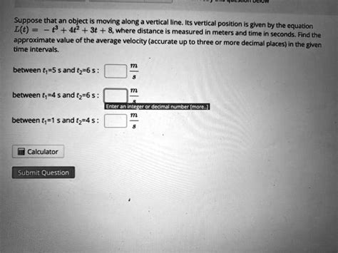 SOLVED Suppose That An Object Is Moving Along Vertical Line Its