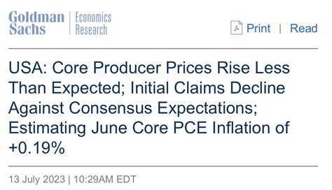 Carl Quintanilla On Twitter Goldman Based On Ppi And Cpi Reports