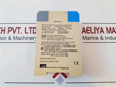 Measurement Technology Mtl 2213 Switch Proximity Detector Relay Aeliya Marine Tech