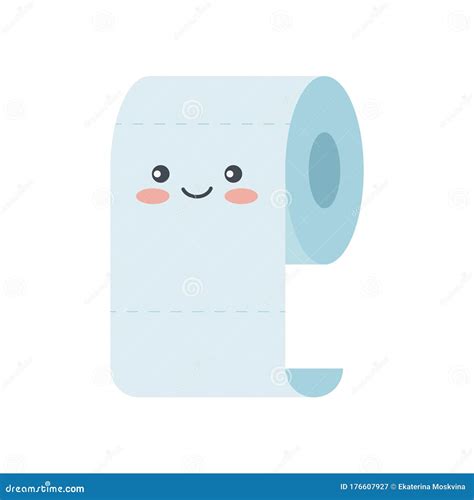 Kawaii Toilet Paper Roll Stock Illustration Illustration Of White