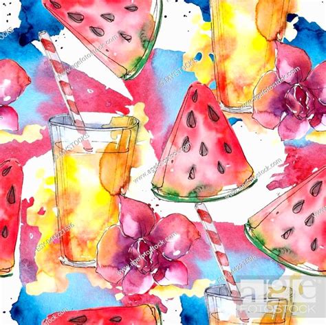 Fruit Cocktails Bar Party Drink Seamless Background Pattern Icon