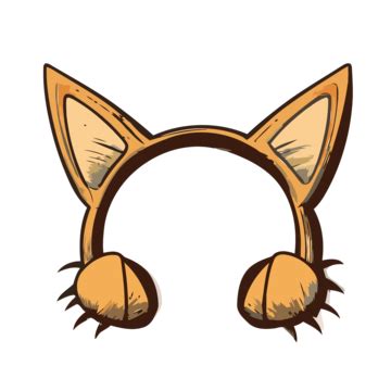 고양이 귀 벡터 스티커 클립 아트 만화 음악 헤드폰 여우 고양이 상표 클립 아트 PNG 일러스트 및 벡터 에 대한 무료