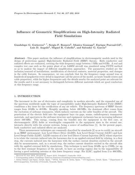 Pdf Influence Of Geometric Simplifications On High Intensity Radiated Field Simulations