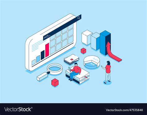 Data Analysis Concept In D Isometric Design Vector Image