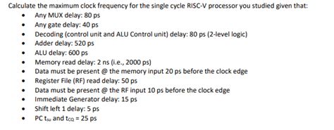 Solved Calculate The Maximum Clock Frequency For The Single Chegg