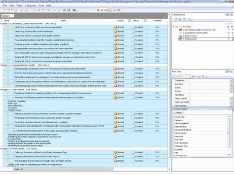 Quality Control Checklist Template Awesome Project Quality Management