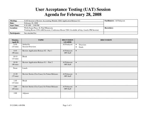 Acceptance Testing Template Social Media Template