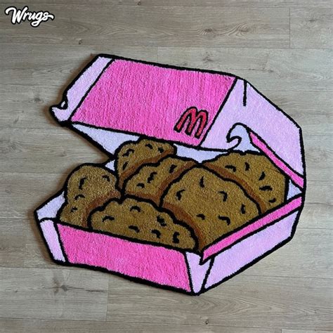 Pink Nuggies Rug Chicken Nugget Tufted Rug Handmade Pink Etsy
