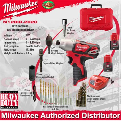 Milwaukee M12™ Bid 202c 14 Hex Impact Driver Promo Set Lazada Ph