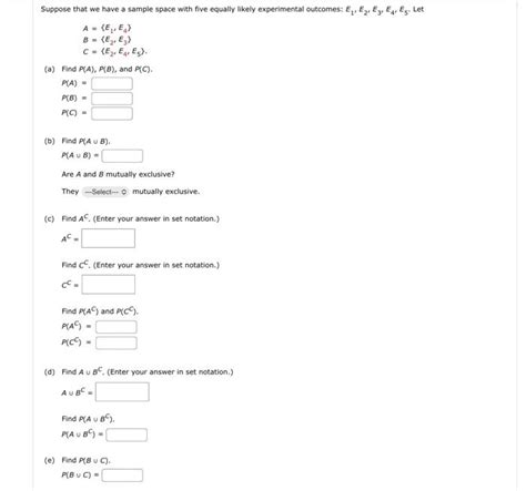 Solved Suppose That We Have A Sample Space With Five Equally Chegg Com