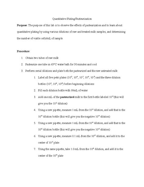 Quantitative Platingpaseurization Quantitative Plating