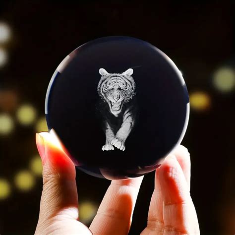 3d Laser Engraved Tiger Head Pattern Crystal Ball Home Temu Portugal