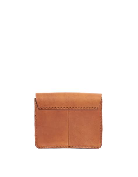 O My Bag Audrey Mini Cognac Classic Leather Checkered Strap O My Bag