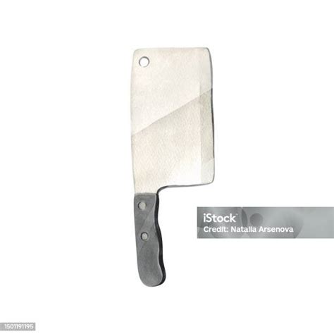 그릴용 수채화 칼 바베큐 요리를 위한 주방 도구 손으로 그린 그림은 흰색 배경에 분리되어 있습니다 카페 레스토랑 키트 바베큐