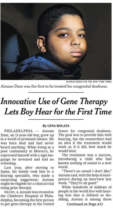 A Front Page Story Of The First Person With Congenital Deafness An 11