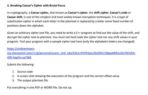 Solved 2 Breaking Caesars Cipher With Brutal Force In