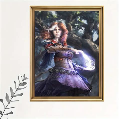 마법 판타지 전사 캔버스 프린트 벽 예술 마법의 숲 마법사 테마 프레임 없는 가정 및 사무실 장식 이상적인 Temu