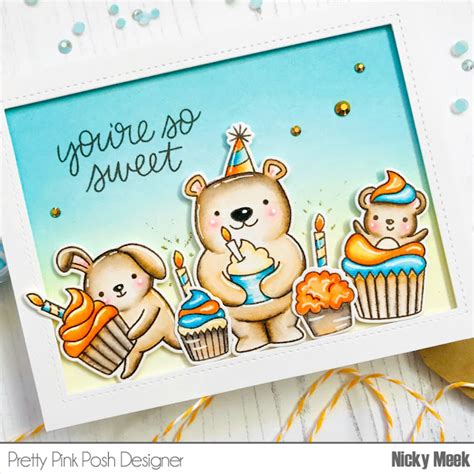 Nicky Noo Cards Cupcake Critters Pretty Pink Posh